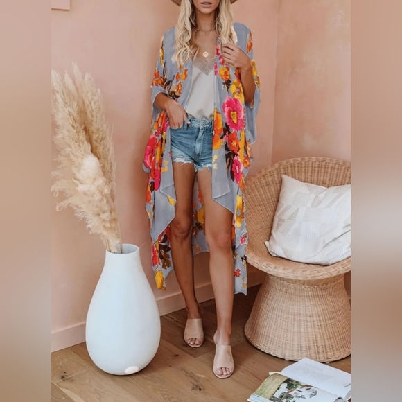 Swim | Floral Print Flowy Open Front Top | Poshmark